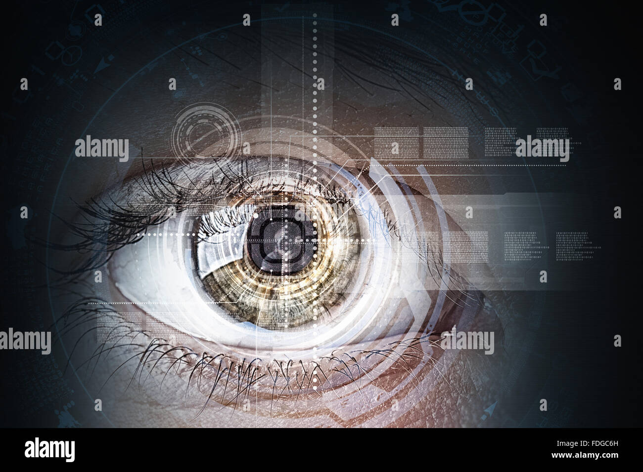 Close up of human eye on digital technology background Stock Photo - Alamy