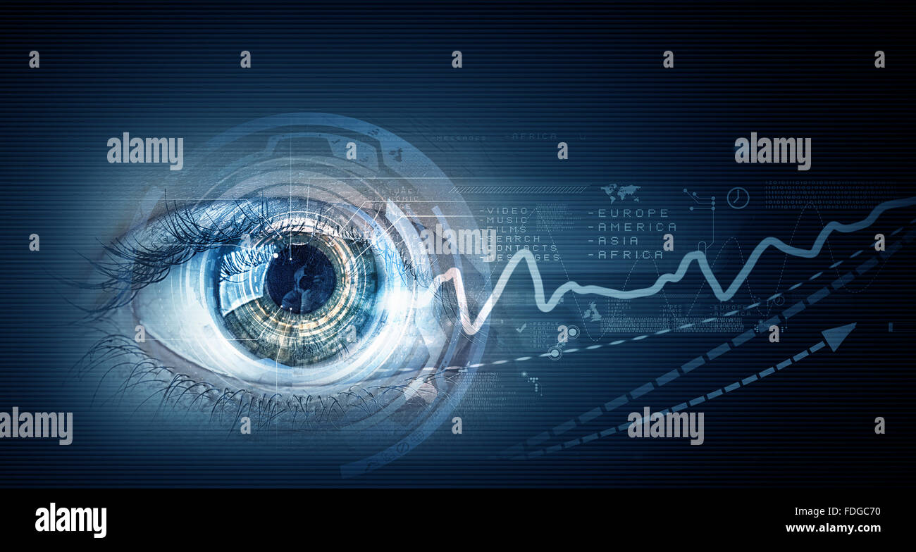 Close up of human eye on digital technology background Stock Photo - Alamy