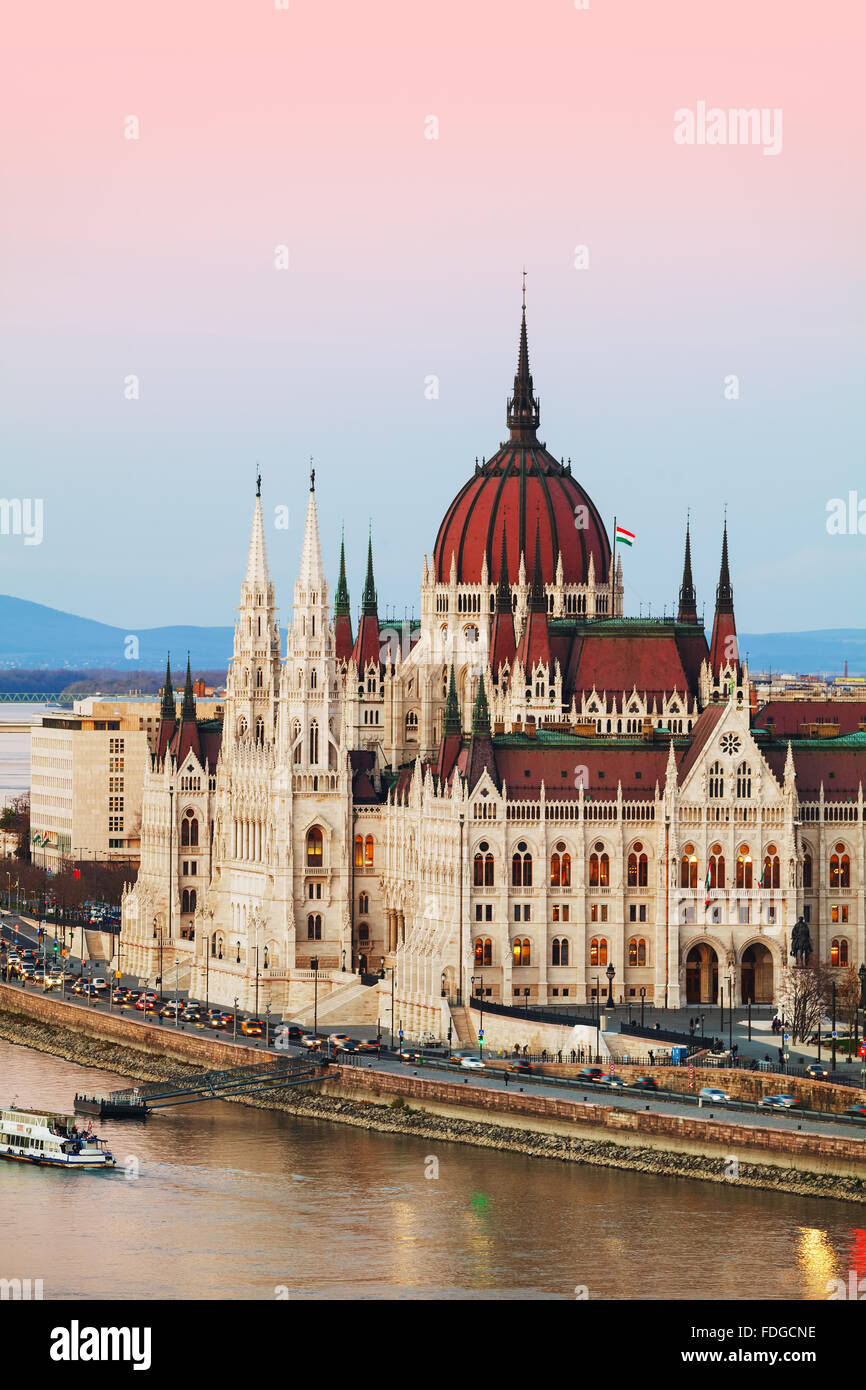 Parliament building in Budapest, Hungary at sunset Stock Photo - Alamy