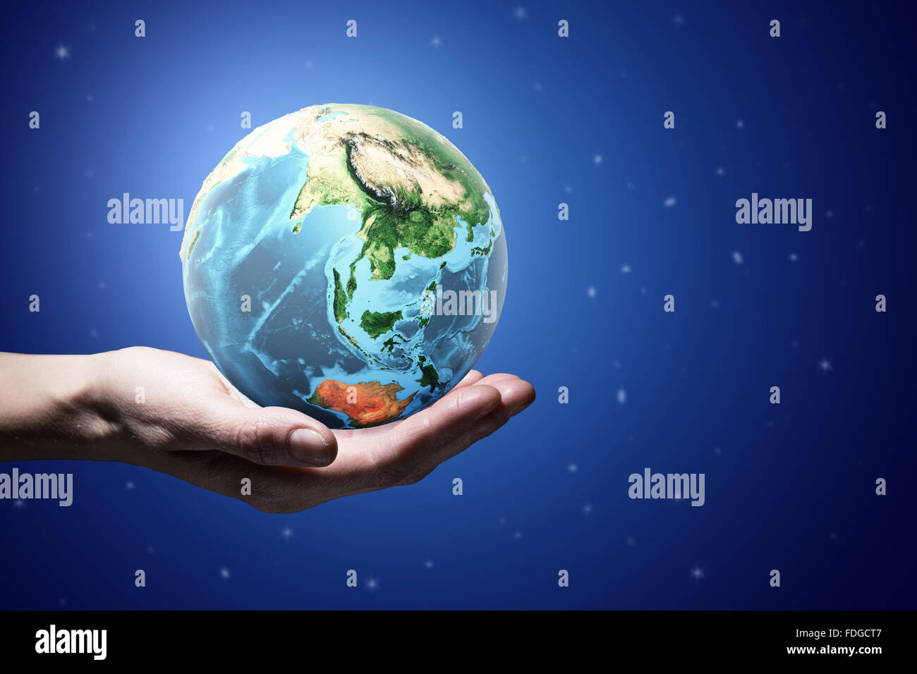 Close up of human hands holding Earth planet. Elements of this image ...