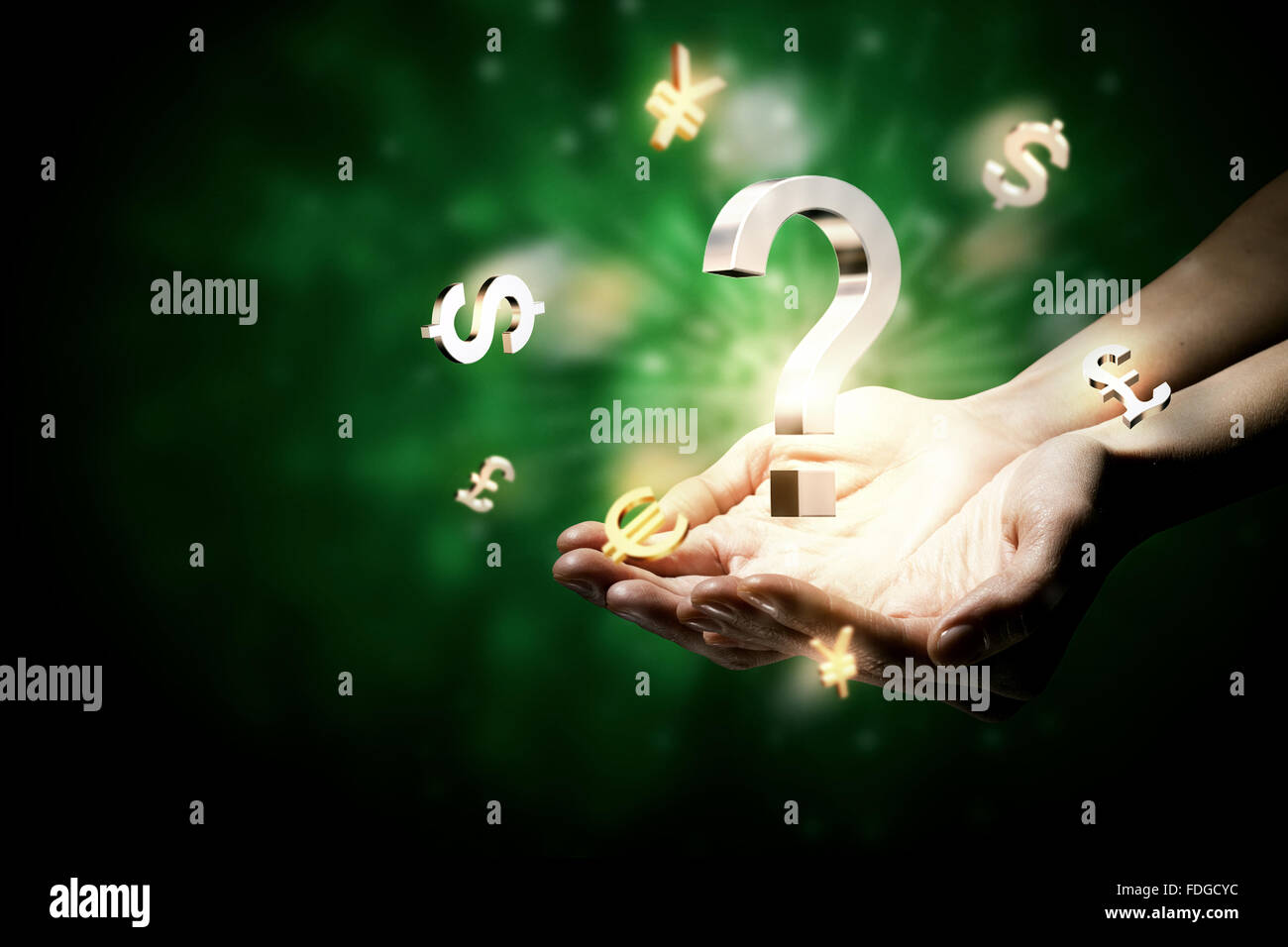 Hands holding money currency symbols in palms Stock Photo - Alamy