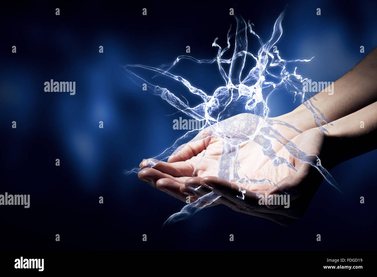Close up of man hand holding nerve symbol in palms Stock Photo - Alamy