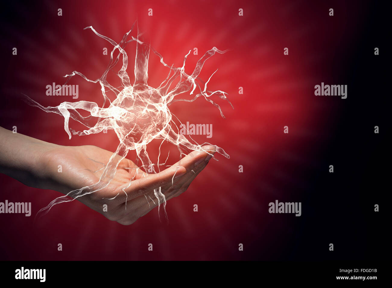 Close up of man hand holding nerve symbol in palms Stock Photo - Alamy