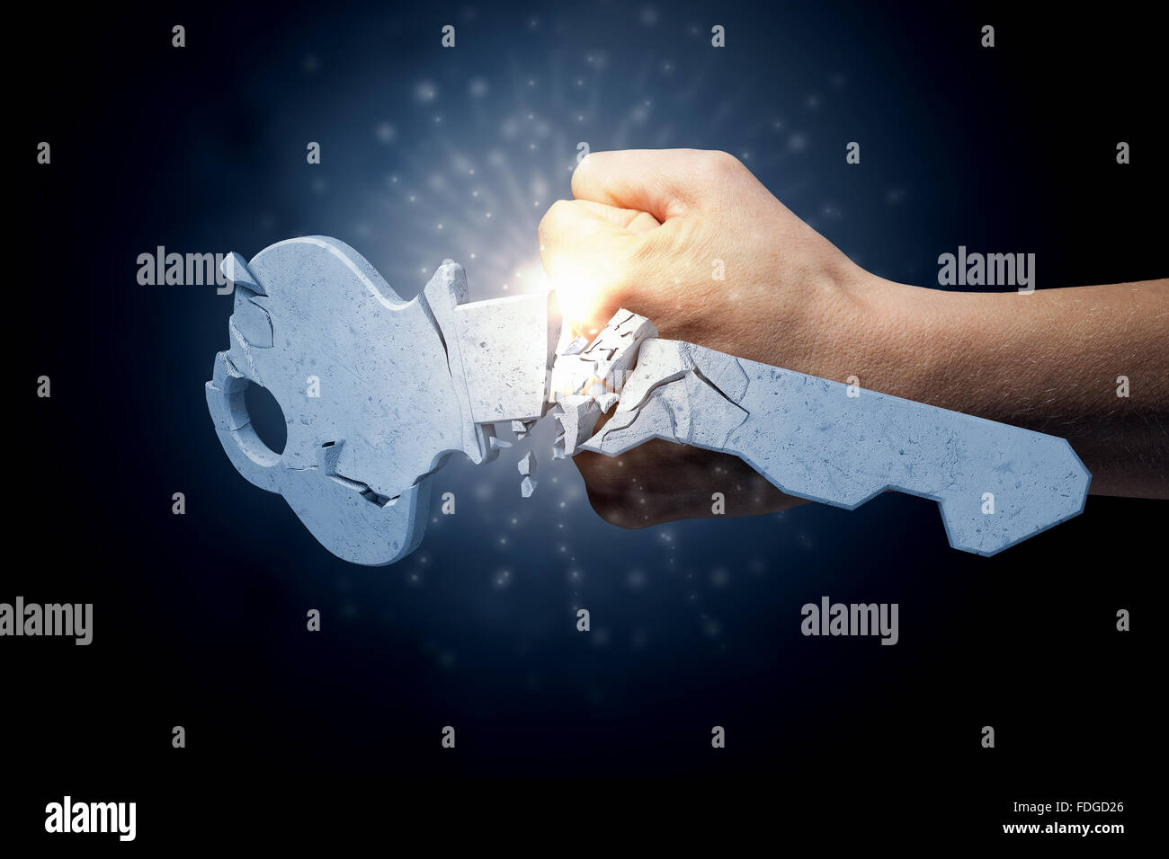 Hand of man crashing key with punch Stock Photo - Alamy