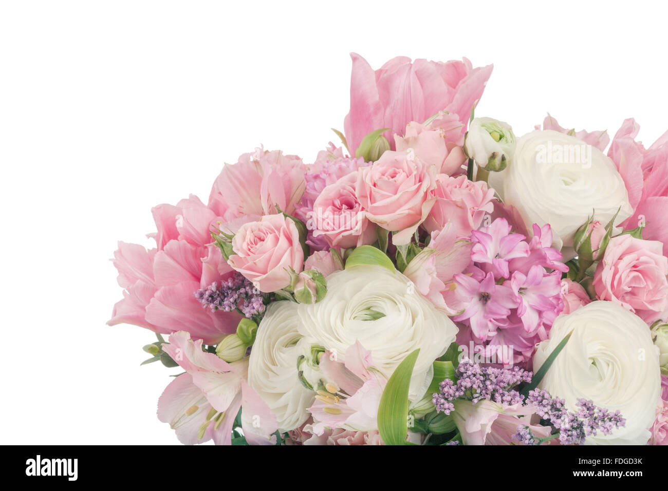 Amazing flower bouquet arrangement in pastel colors isolated on white ...
