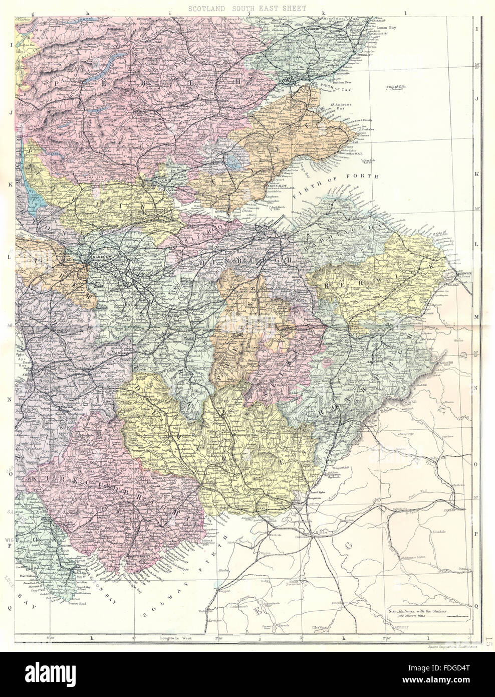 SCOTLAND South East:Firth of Forth Tay Edinburgh Glasgow Borders.Bacon ...
