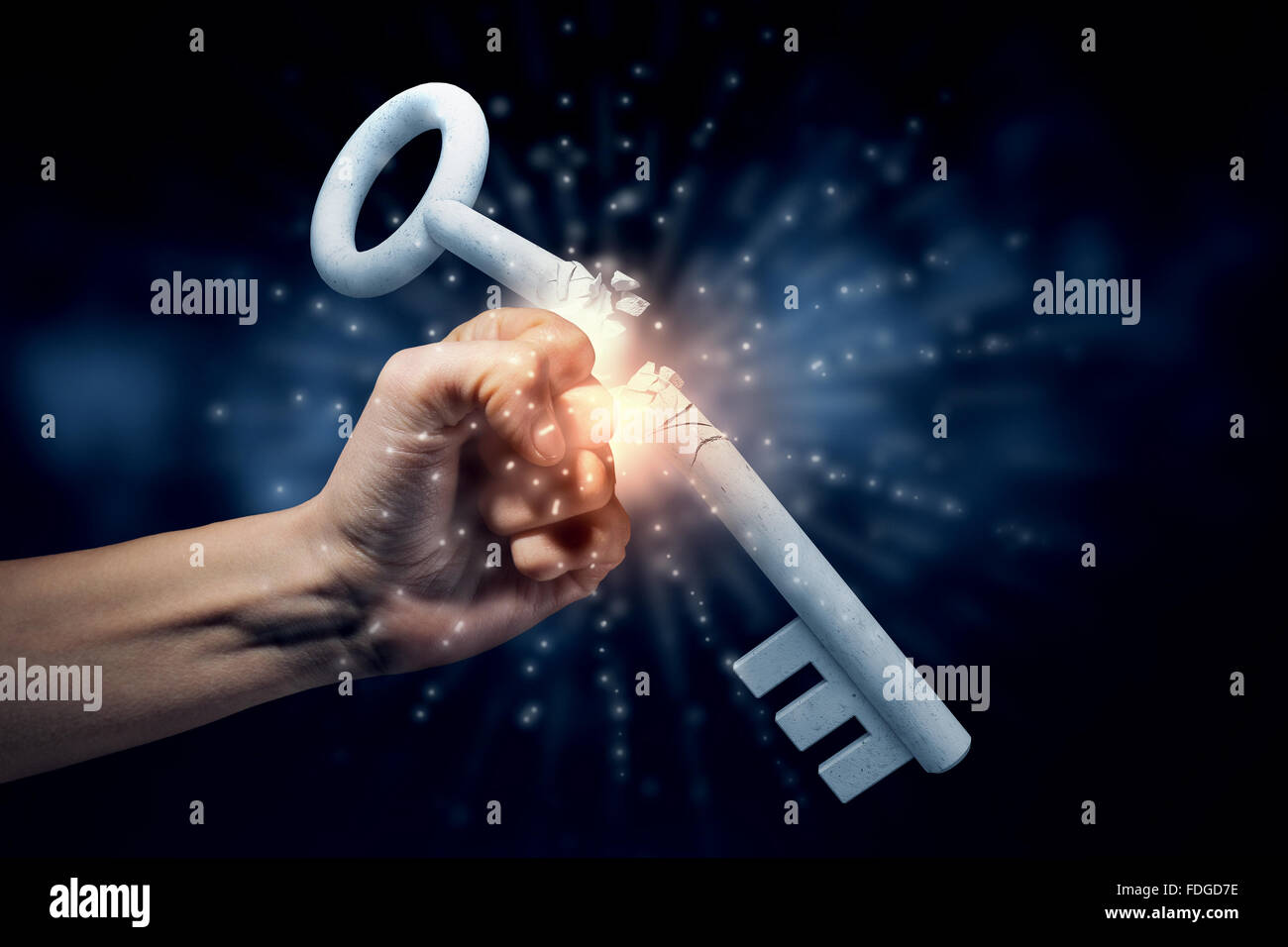 Hand of man crashing key with punch Stock Photo - Alamy