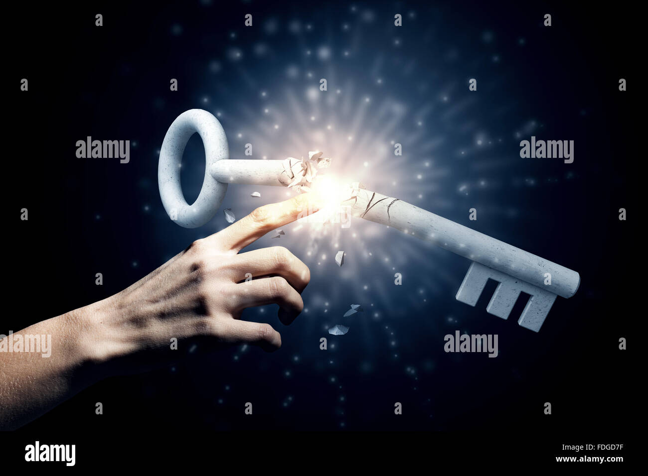 Hand of man crashing key with punch Stock Photo - Alamy