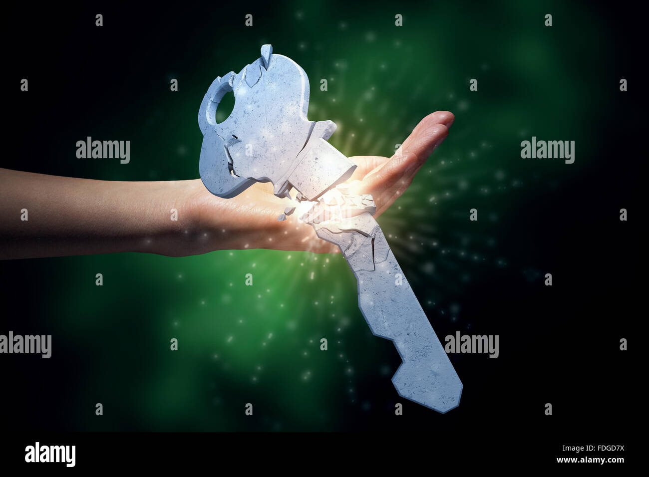 Hand of man crashing key with punch Stock Photo - Alamy