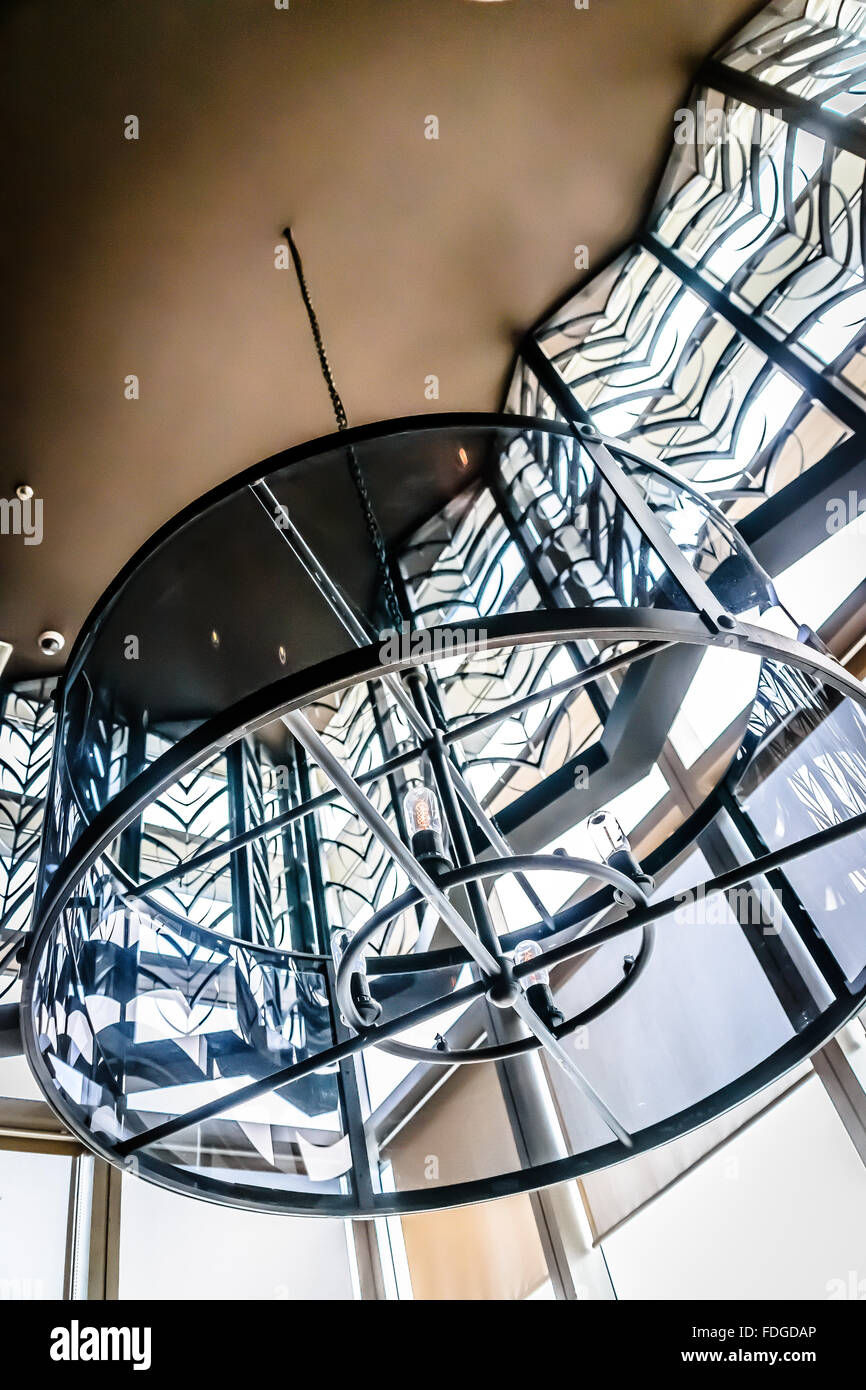 beautiful lamp in modern contemporary High class fine dining restaurant ...