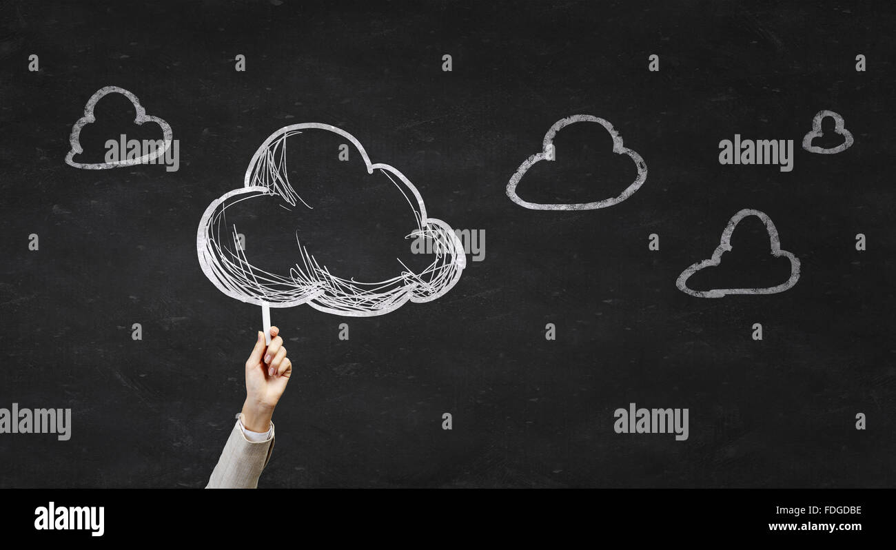 Hand writing cloud computing icon on blackboard with chalk Stock Photo ...