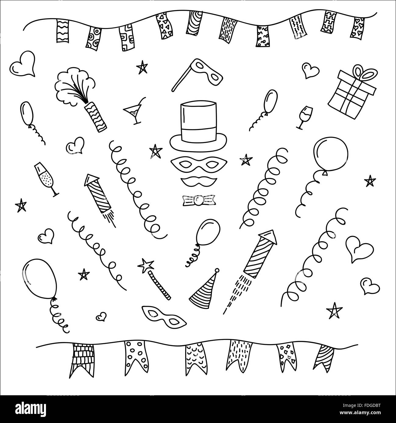 Carnival symbols collection - carnival masks, party decorations Stock ...