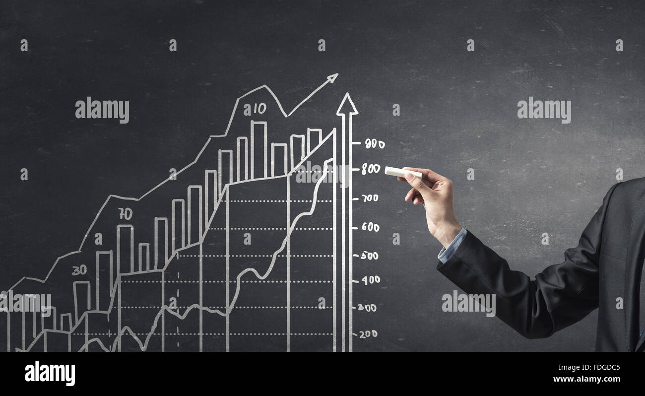 Hand drawing results graph with white chalk on blackboard Stock Photo ...