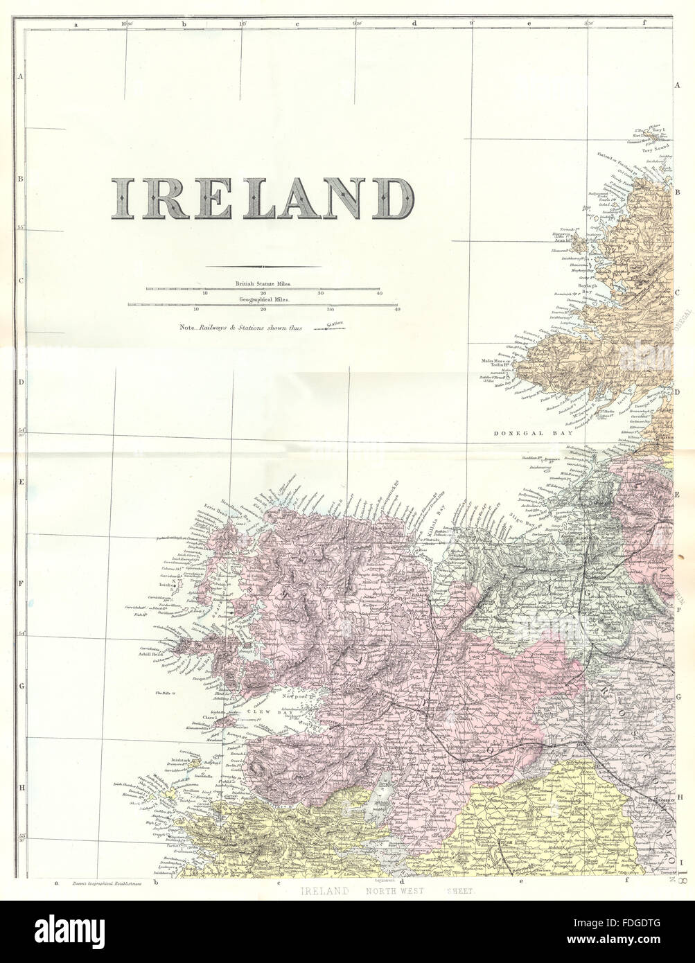 IRELAND: North West sheet. Mayo Sligo. Bacon, 1895 antique map Stock ...