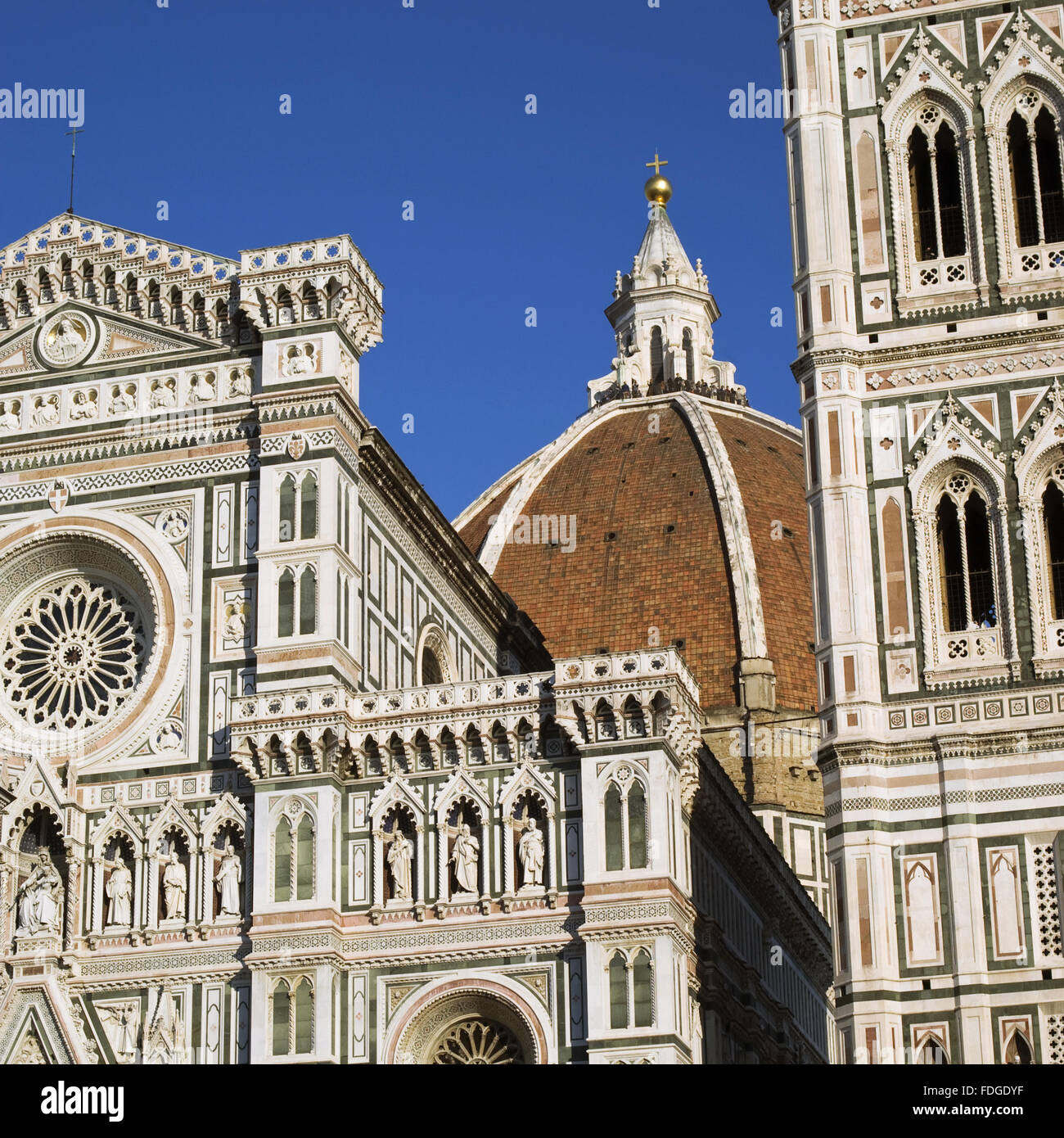 Cathedral and Bell tower of Giotto in Square of Duomo in Florence ...