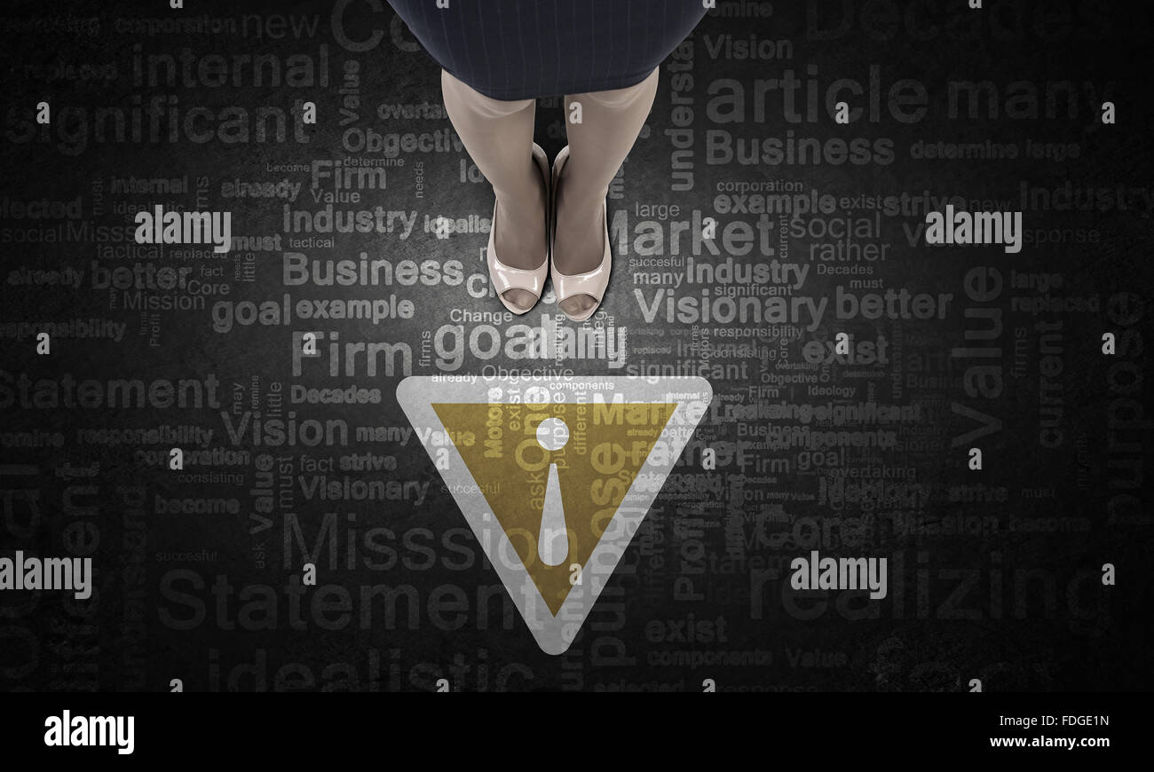 Top view of businesswoman feet and stop sign Stock Photo - Alamy