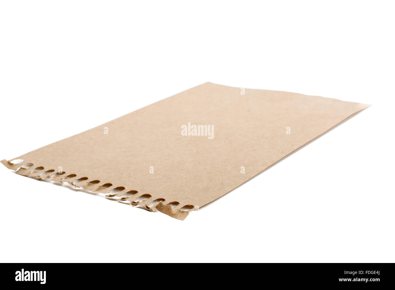 Sheet of brown torn notepaper on a white background Stock Photo - Alamy