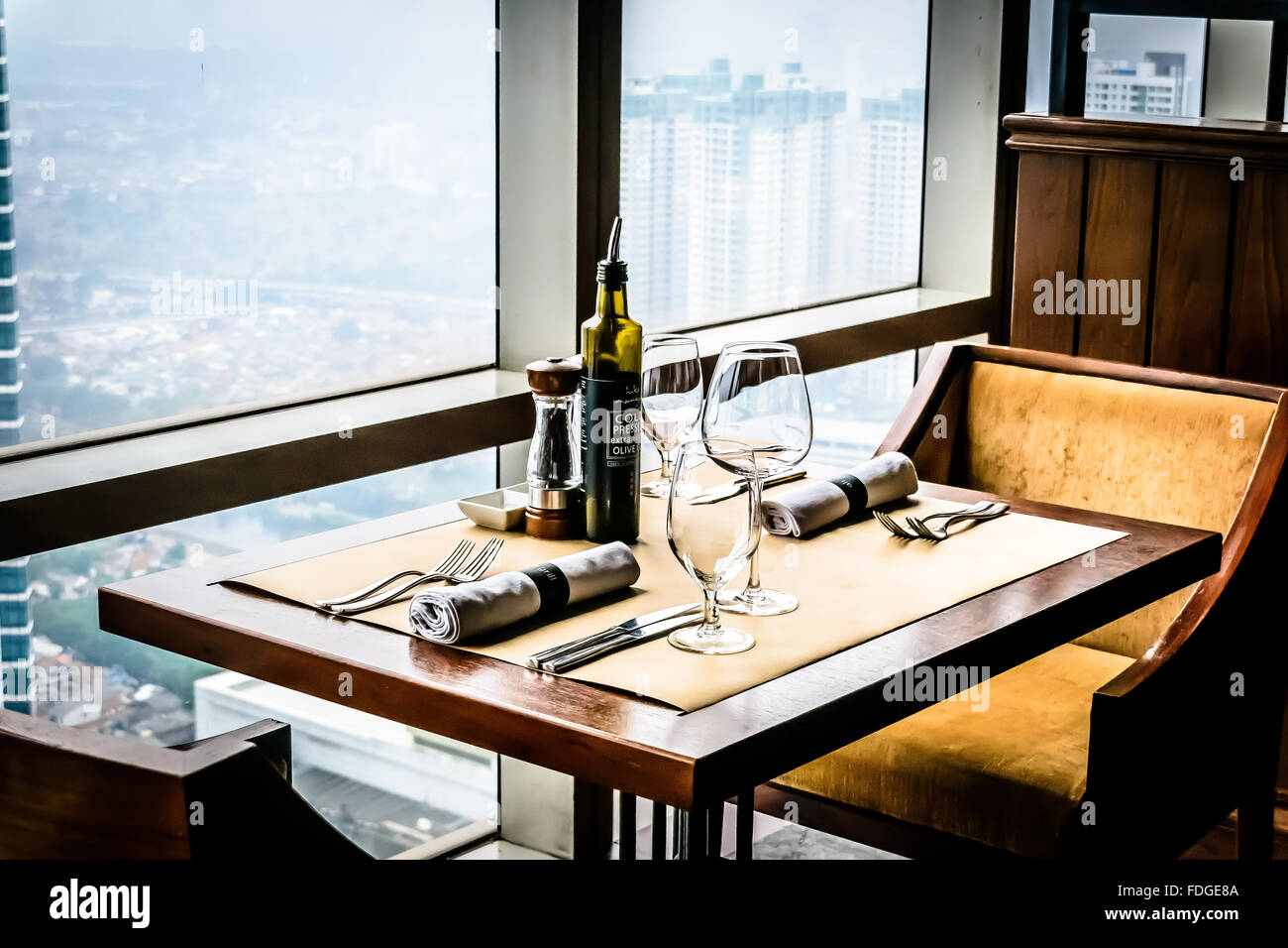 modern contemporary High class fine dining restaurant interior Stock ...