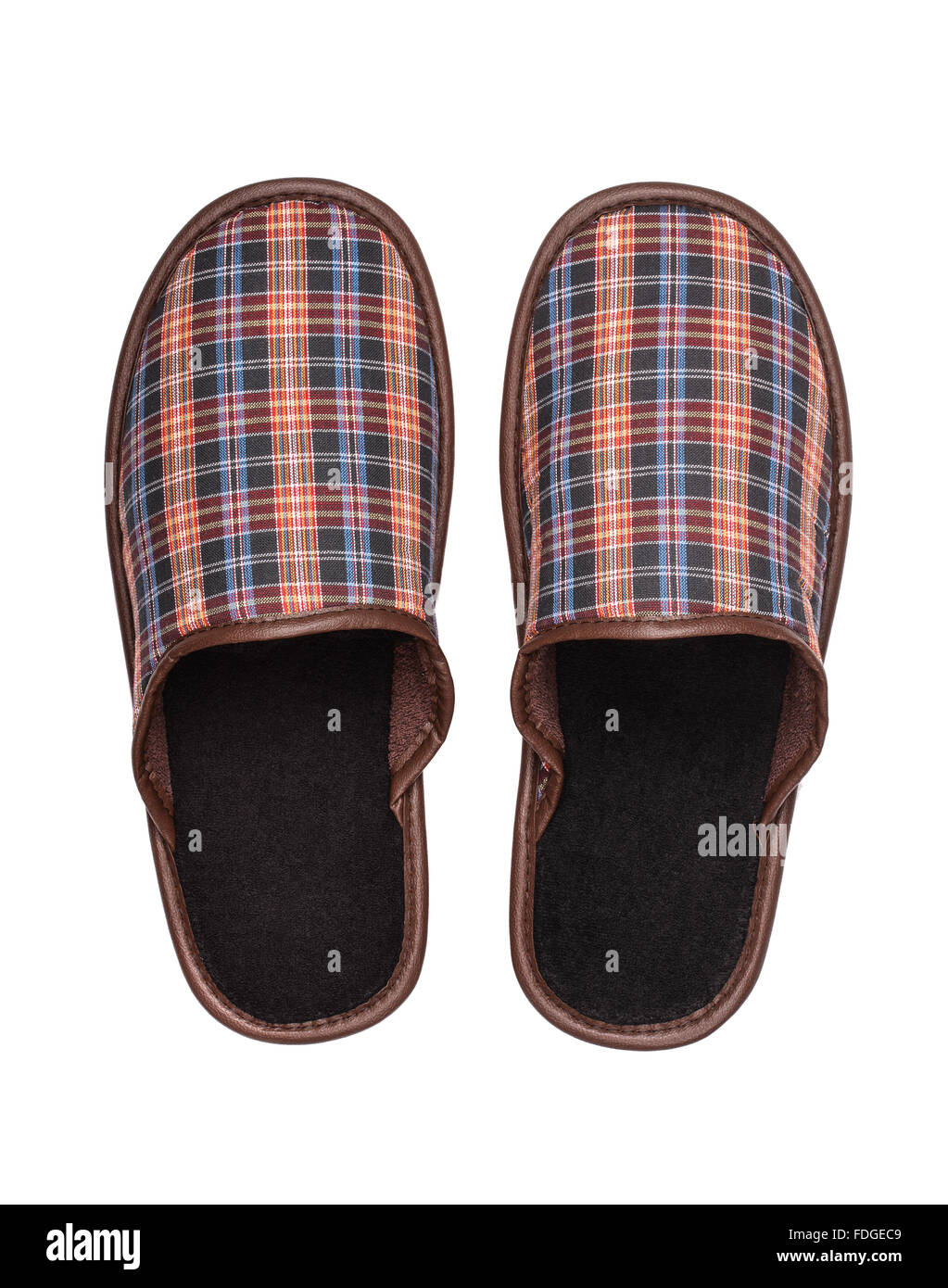 Top view of plaid slippers isolated on white Stock Photo - Alamy