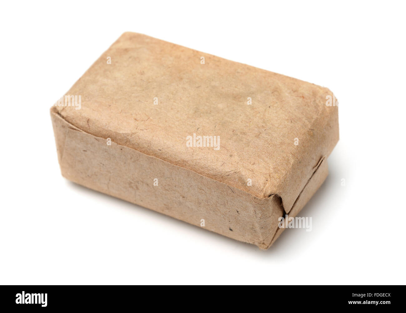 Old paper package isolated on white Stock Photo - Alamy