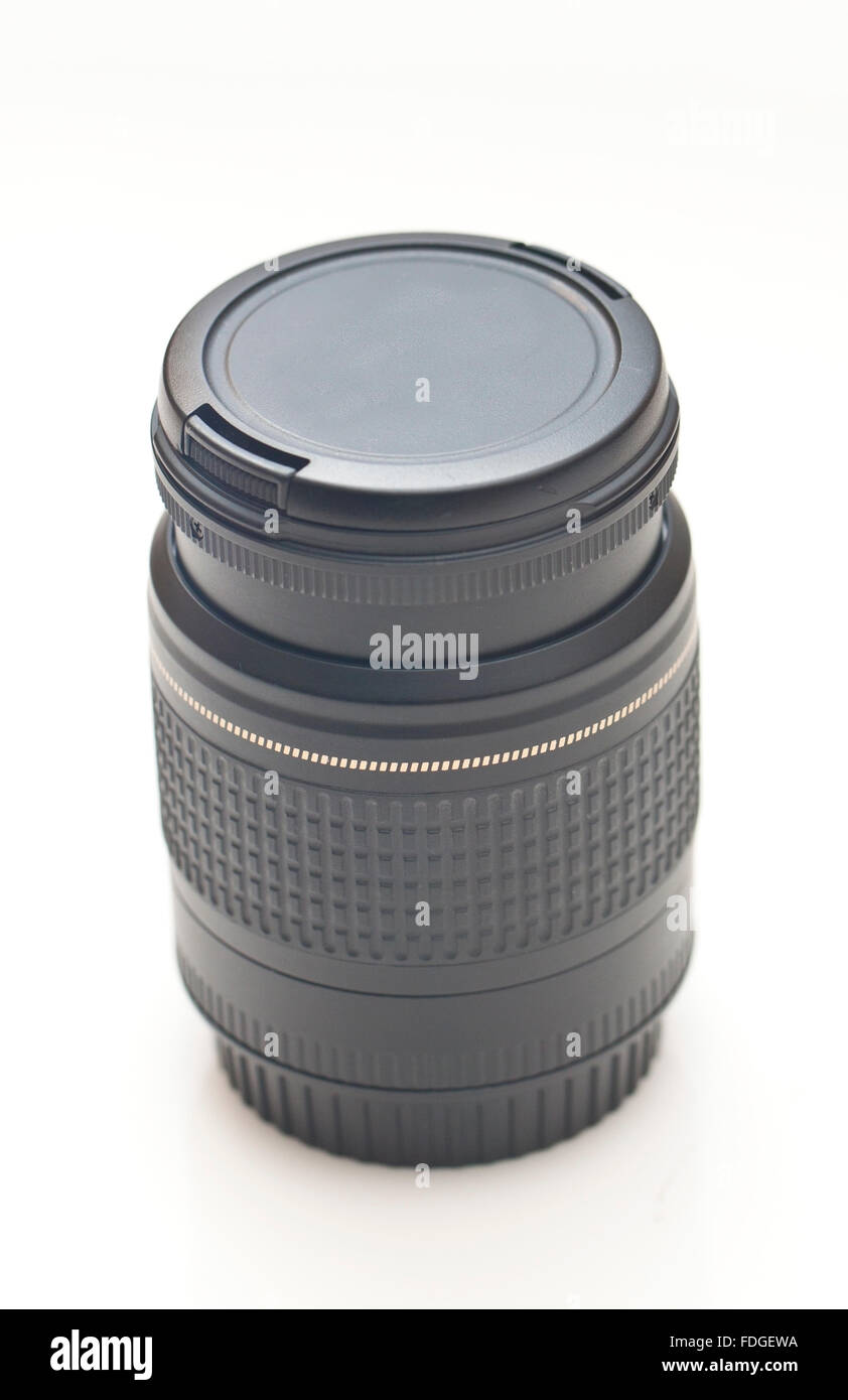 Standard zoom lens isolated on white background Stock Photo - Alamy