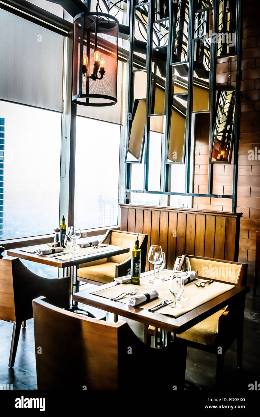 modern contemporary High class fine dining restaurant interior Stock ...