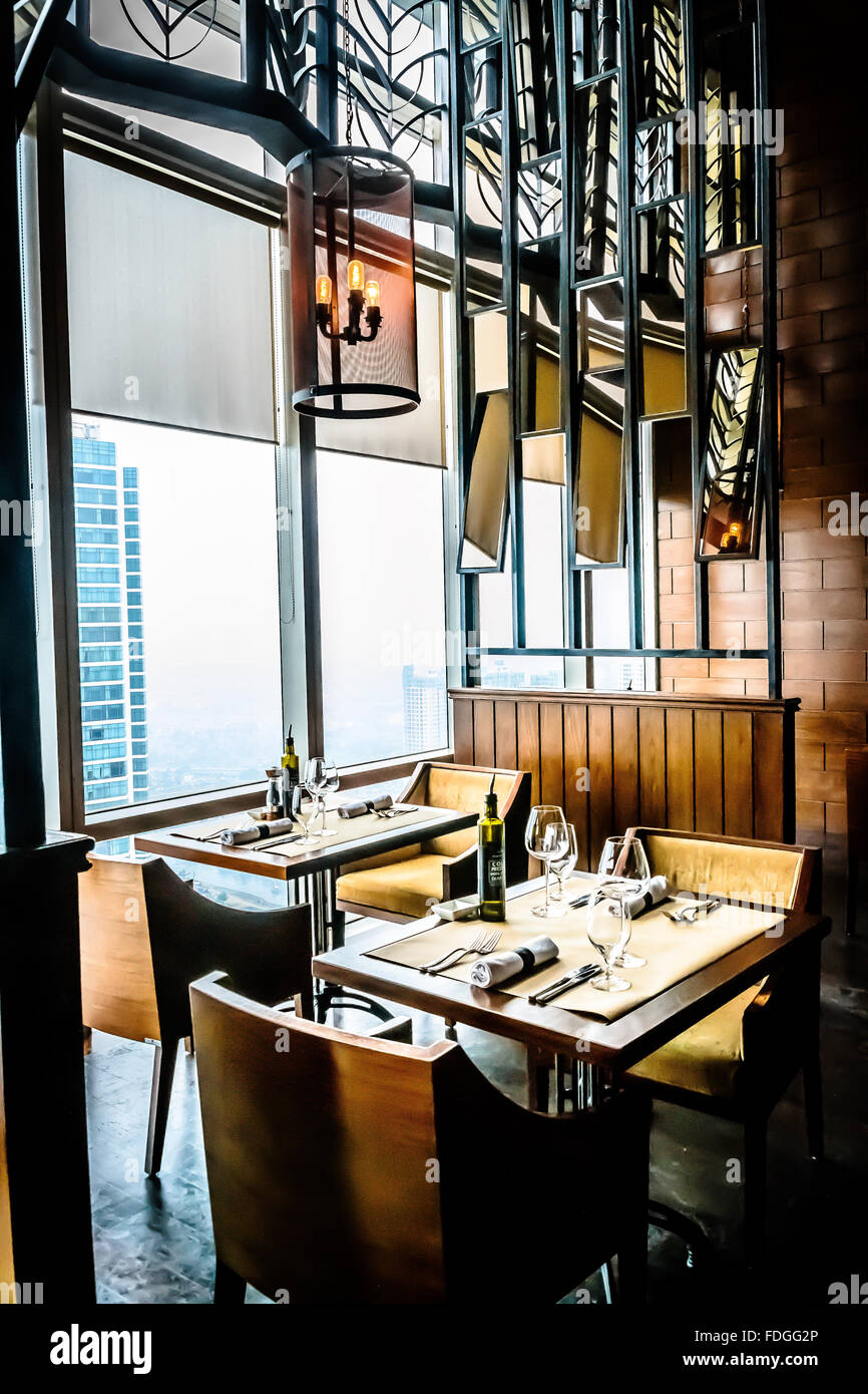 modern contemporary High class fine dining restaurant interior Stock ...