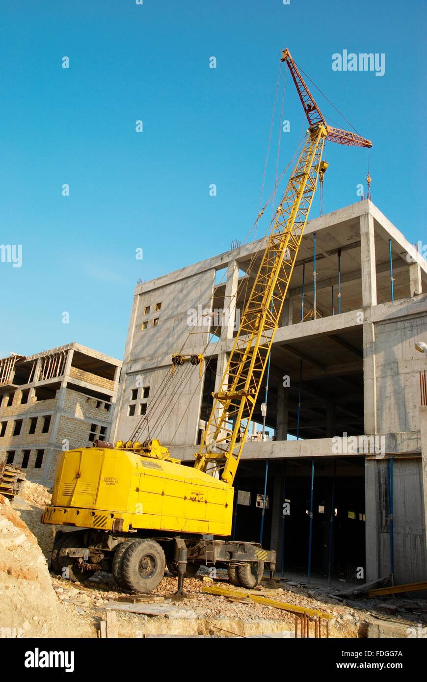 Building crane and construction Stock Photo - Alamy