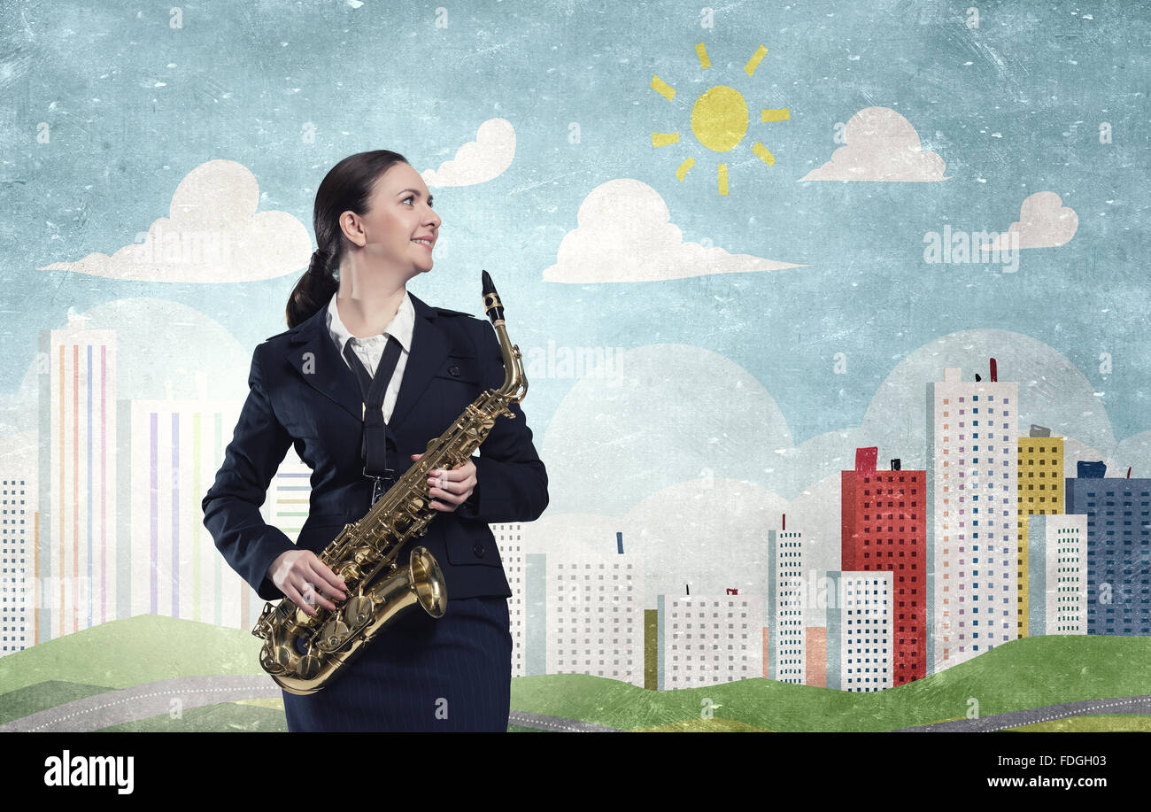 Saxophone pose hi-res stock photography and images - Alamy