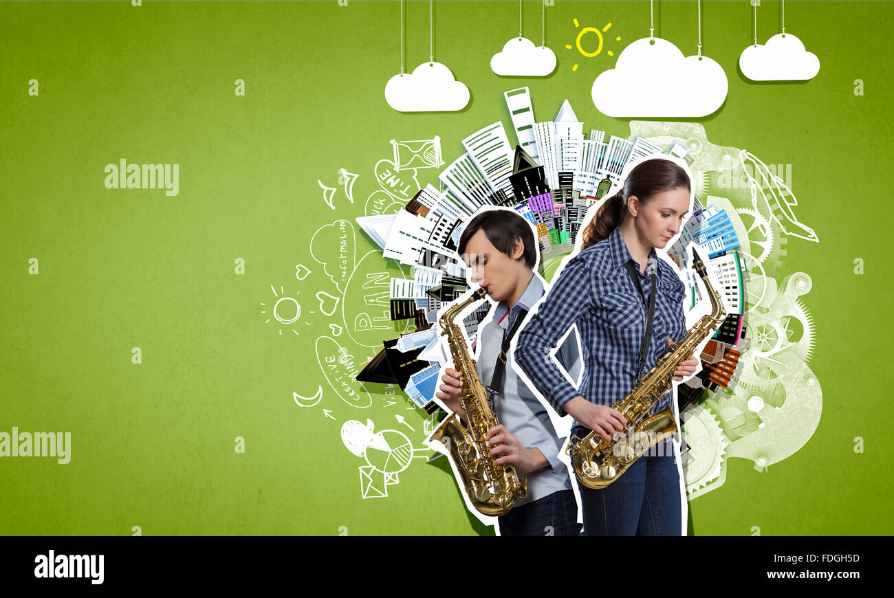 Man playing bass saxophone hi-res stock photography and images - Alamy