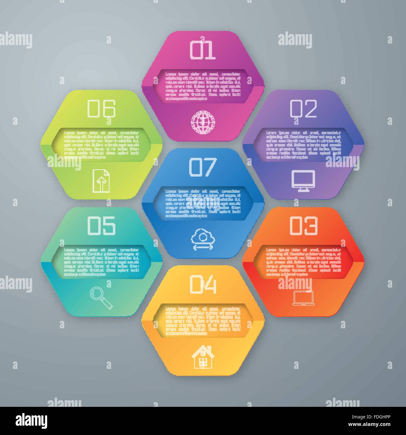 Vector illustration infographics seven hexagons Stock Vector Image ...
