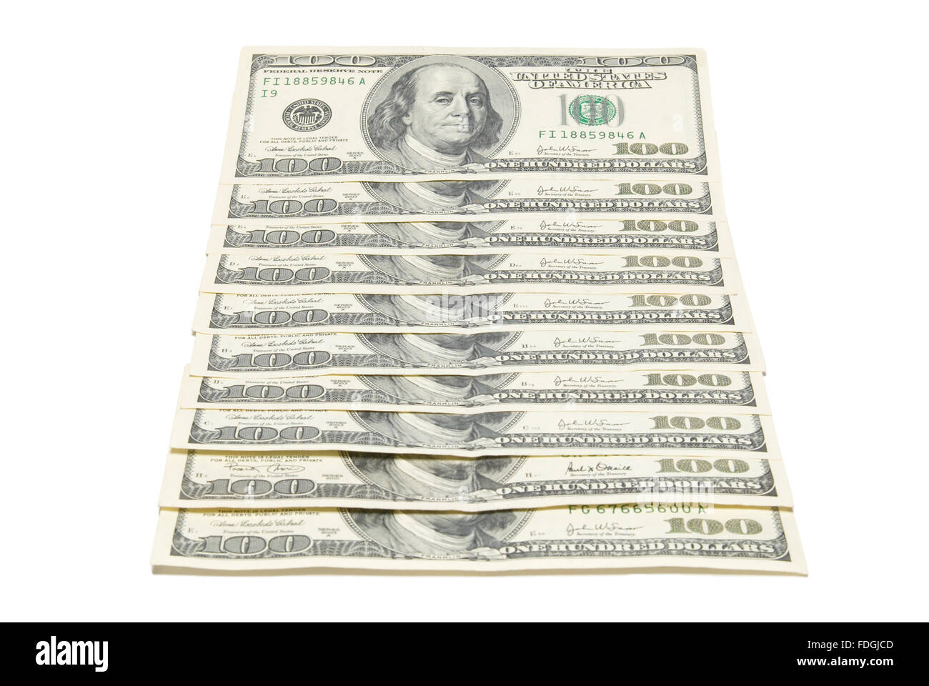 Stack american dollars isolated on white Stock Photo - Alamy