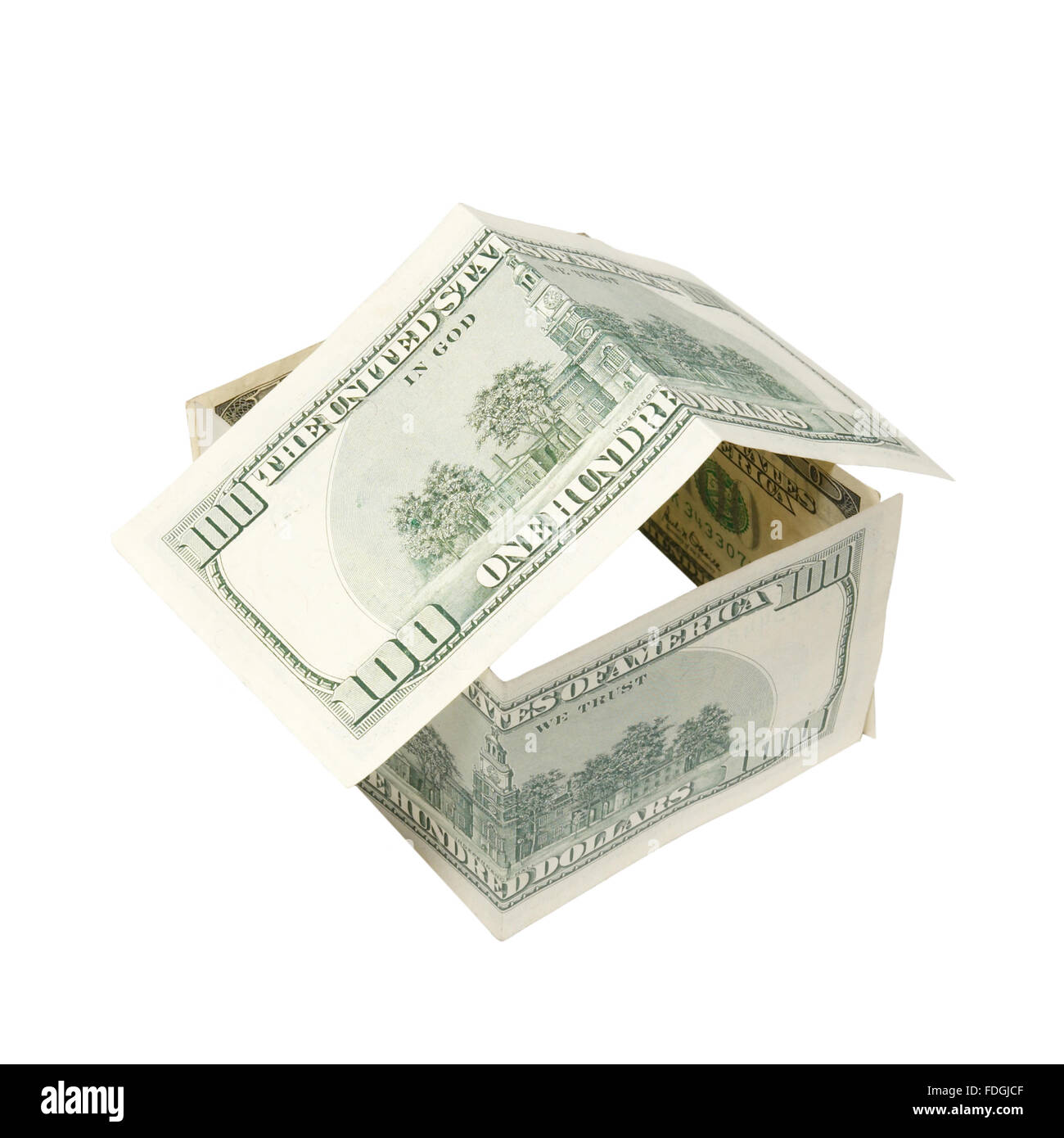 Dollars house isolated on white Stock Photo - Alamy