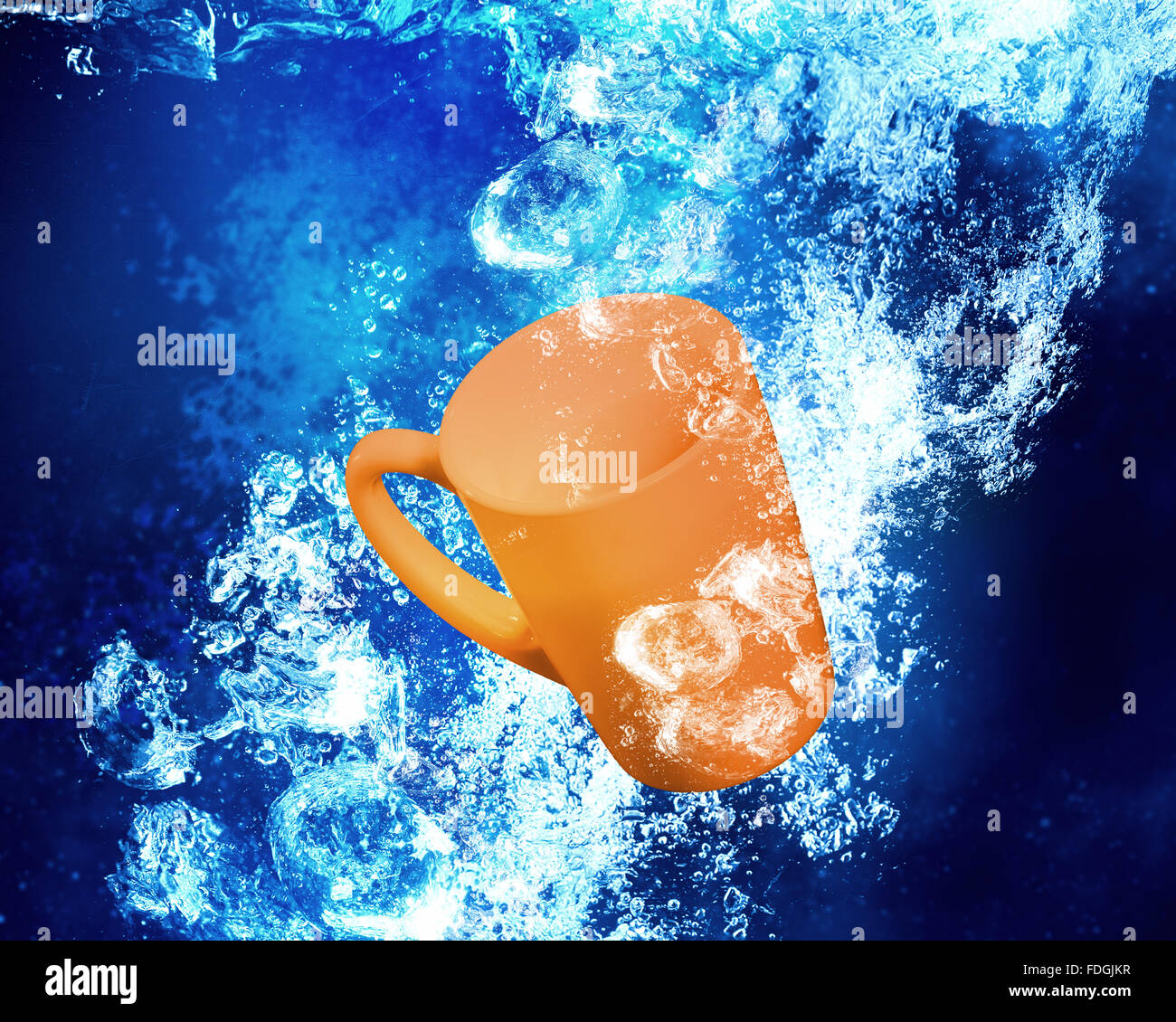 Tea or coffee mug sink in clear blue water Stock Photo - Alamy