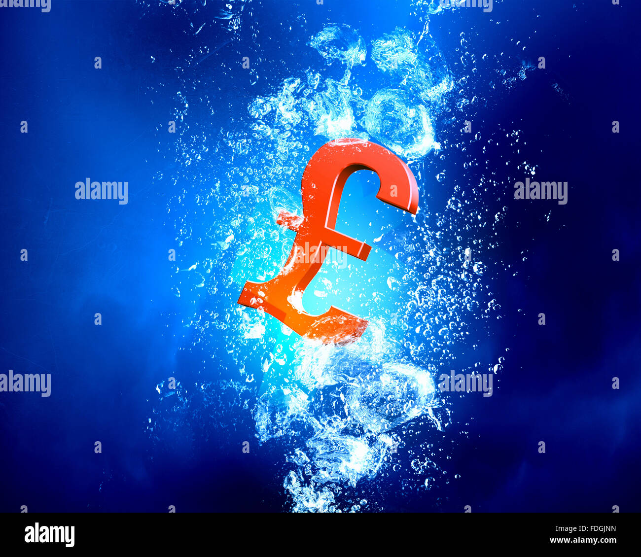 Pound sign sink in clear blue water Stock Photo - Alamy