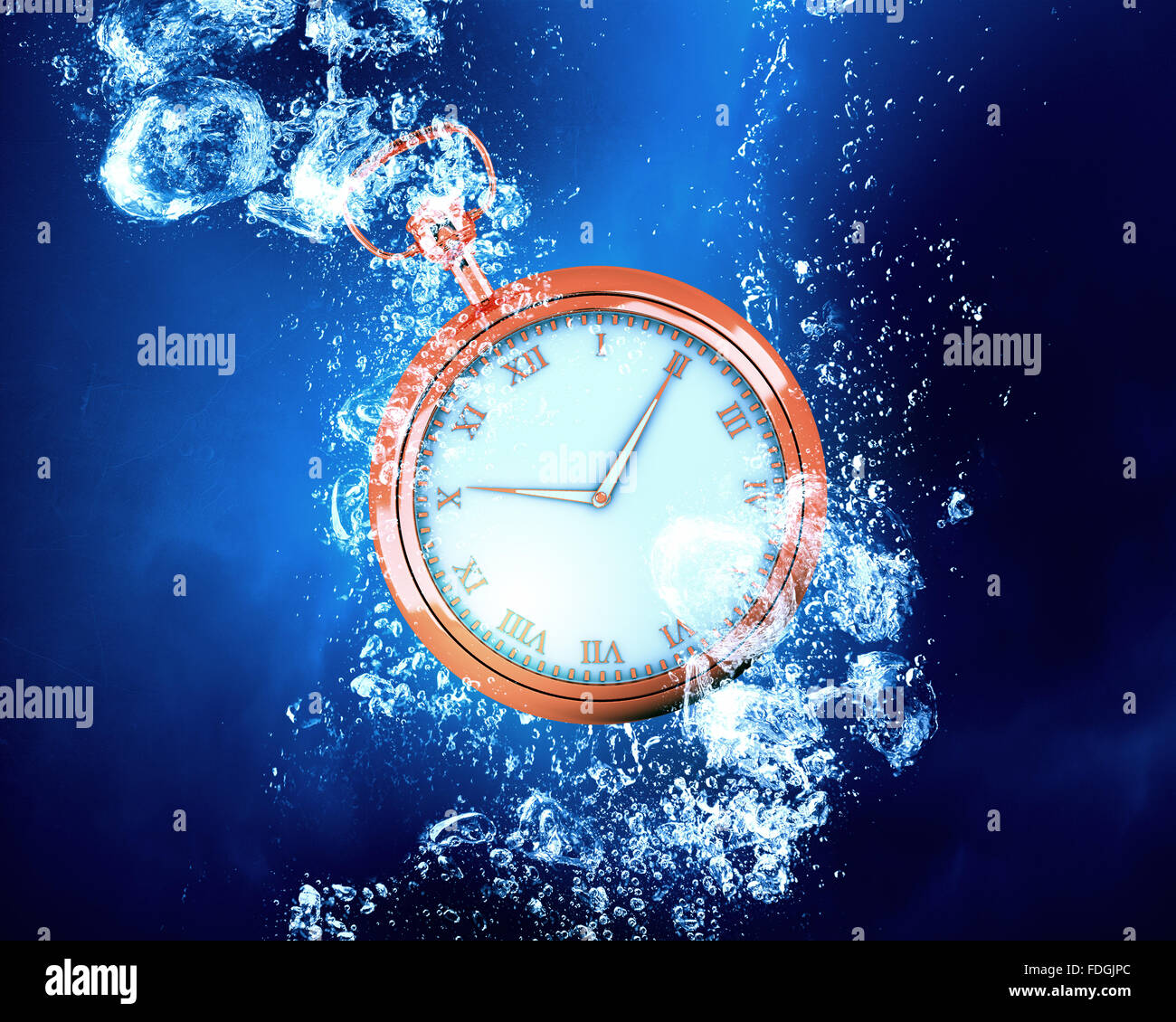 Pocket watch sink in clear blue water Stock Photo - Alamy