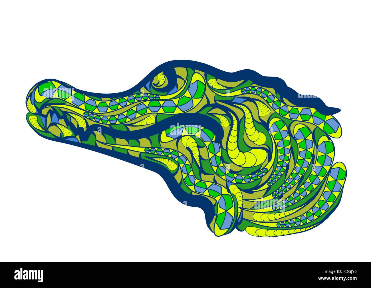 caiman brazil. abstract ethnic crocodile on white background Stock ...