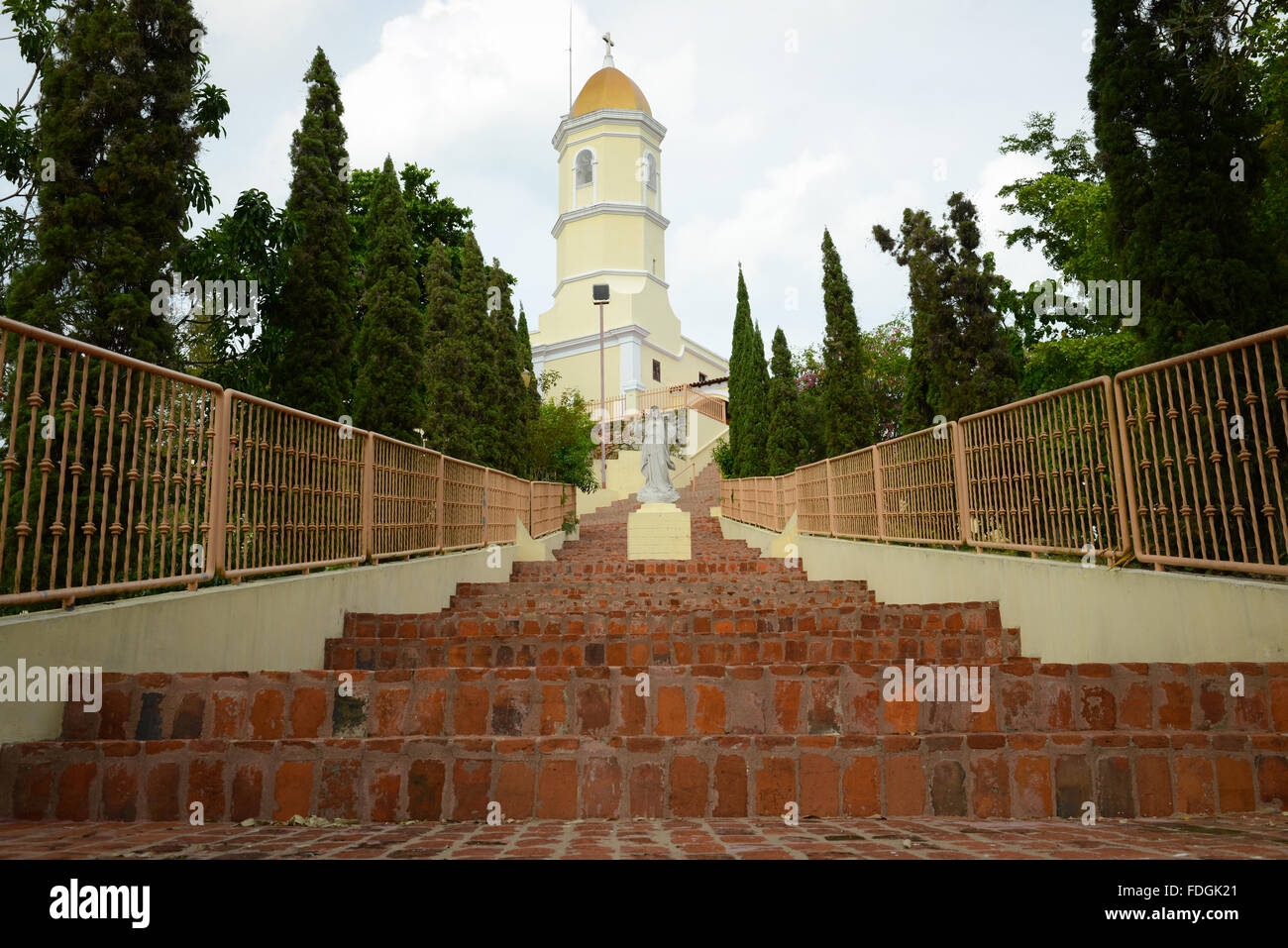 Stairs that leads to the Basílica Menor de la Virgen de Monserrate ...