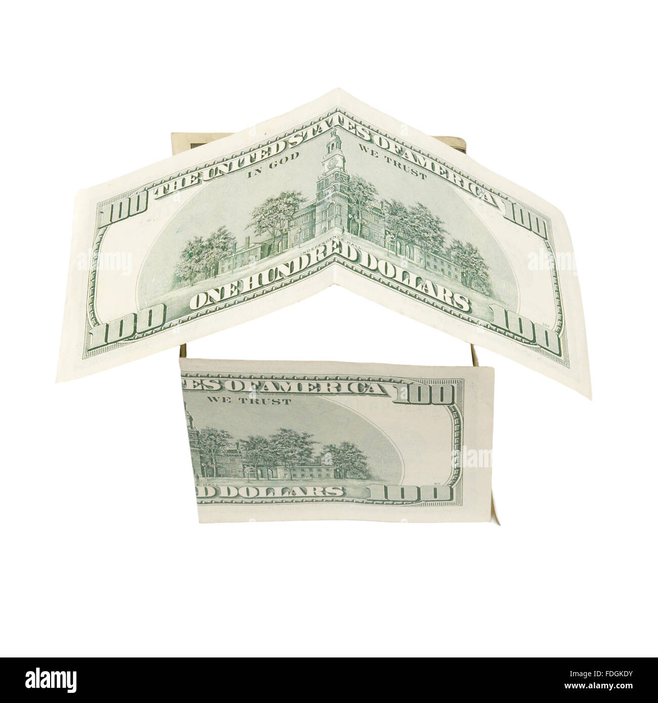 Dollars house isolated on white Stock Photo - Alamy