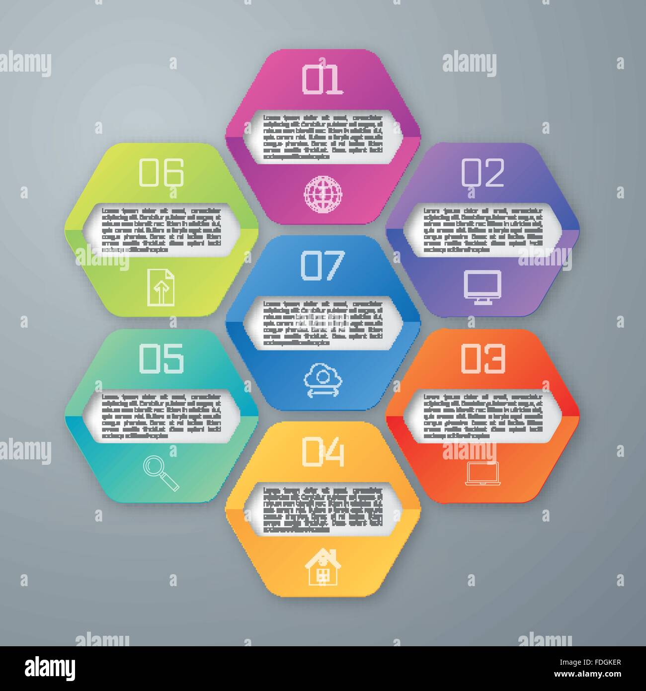 Vector illustration infographics seven hexagons Stock Vector Image ...
