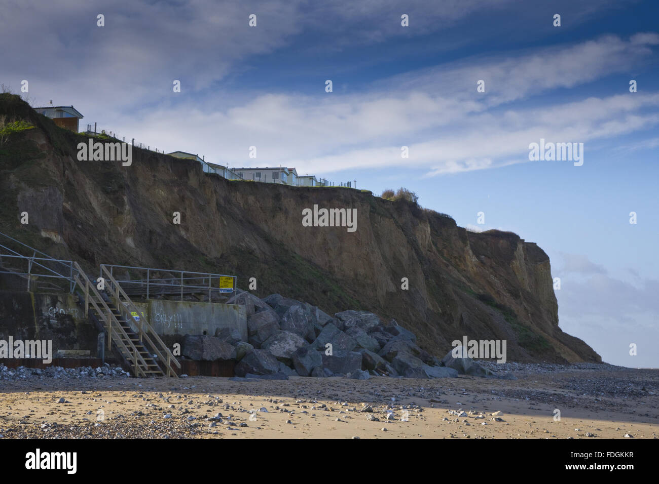 East Runton Beach and cliffs gap caravan park Stock Photo - Alamy
