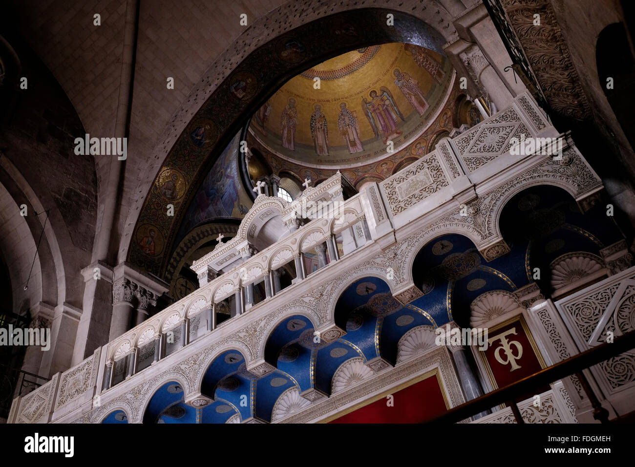 Ceiling of dome of Catholicum chamber at the The Holy Sepulchre church ...