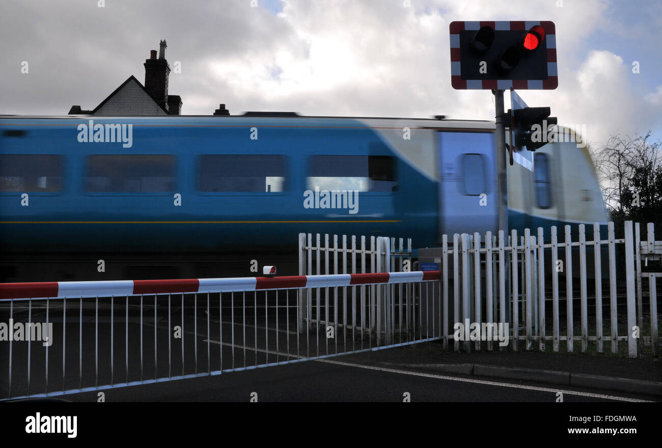 Train goes over level hi-res stock photography and images - Alamy