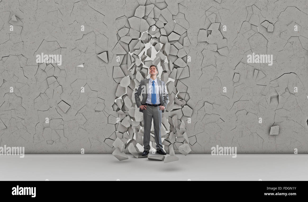 Businessman breaking through the wall hi-res stock photography and ...