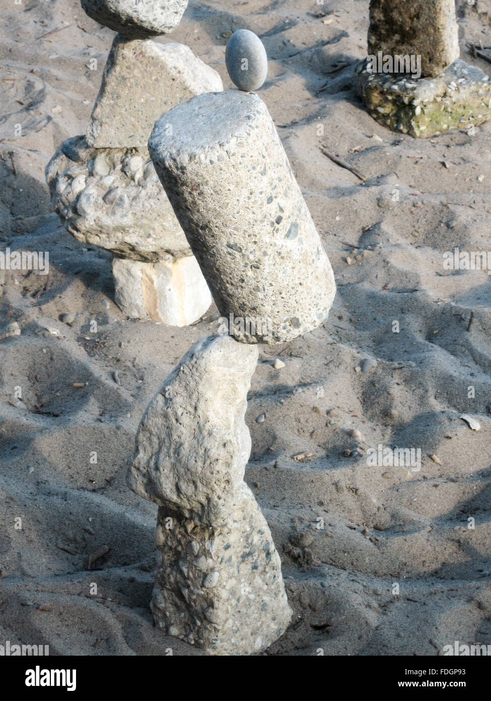 Rocks precariously balanced on top of one another as part of a rock ...