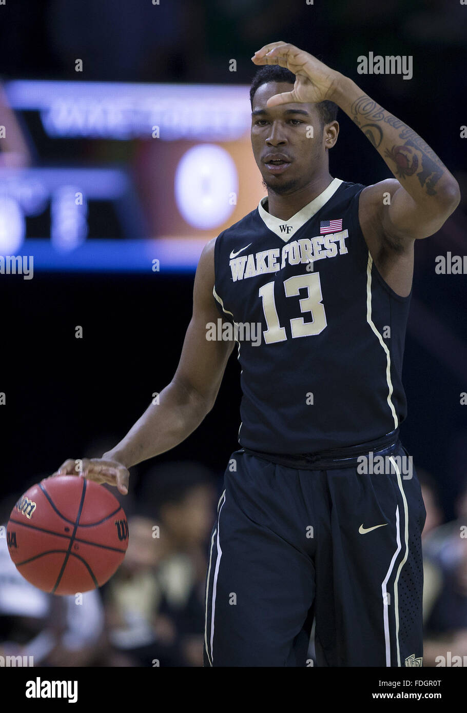 South Bend, Indiana, USA. 31st Jan, 2016. Wake Forest guard Bryant ...