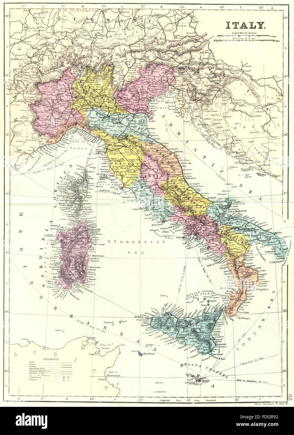 Italy map 19th century hi-res stock photography and images - Alamy