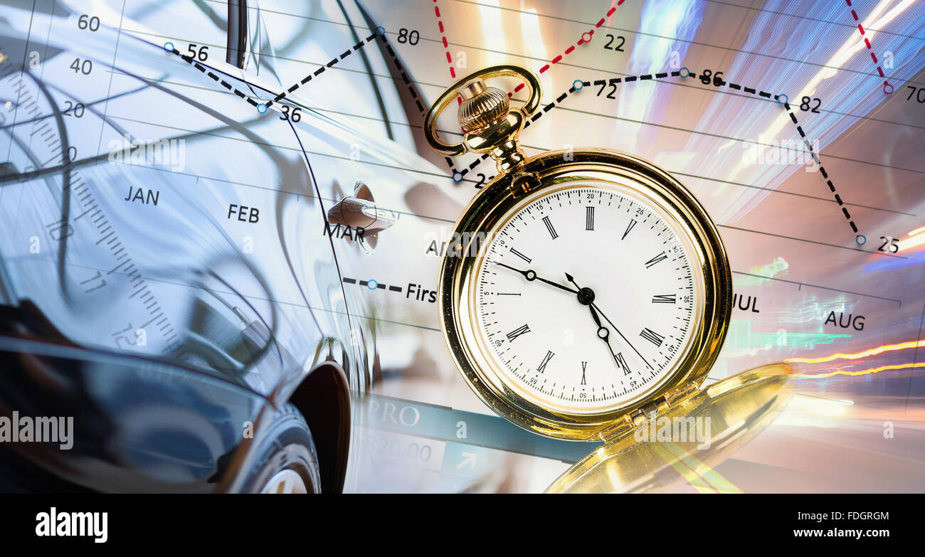 Pocket watch and business concepts on digital background Stock Photo ...