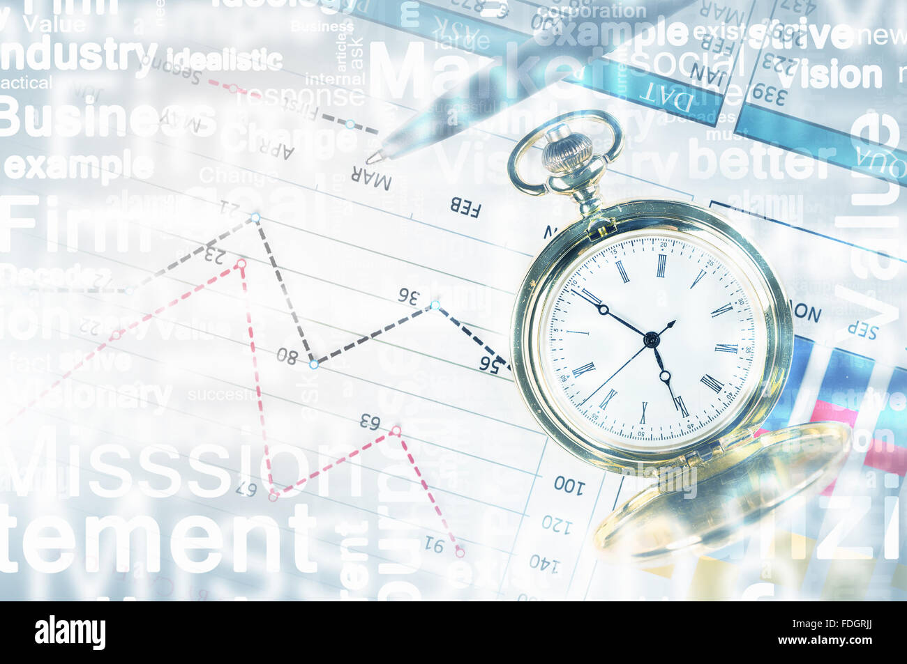 Pocket watch and business concepts on digital background Stock Photo ...