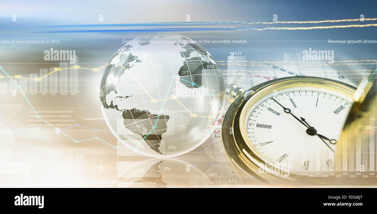 Pocket watch and business concepts on digital background Stock Photo ...